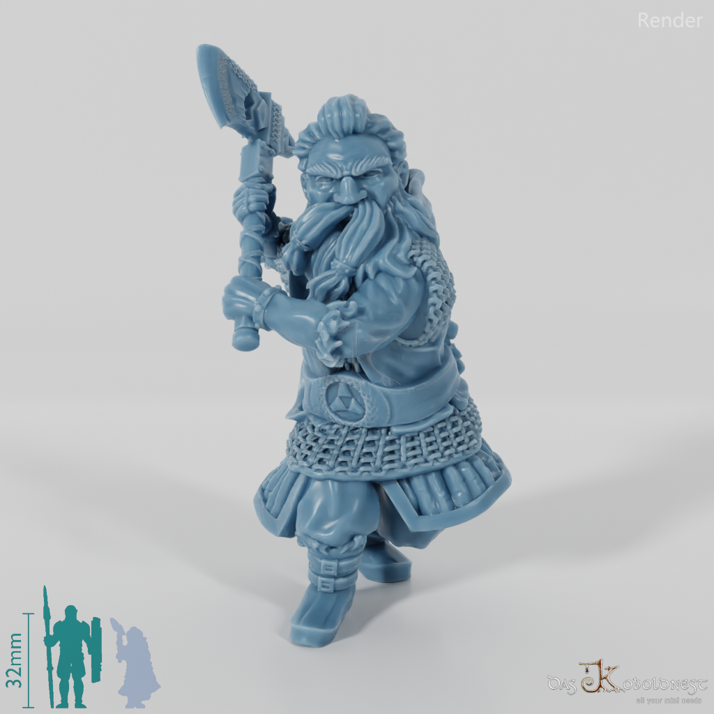 Gawli, dwarven warrior in fighting stance – Koboldnest